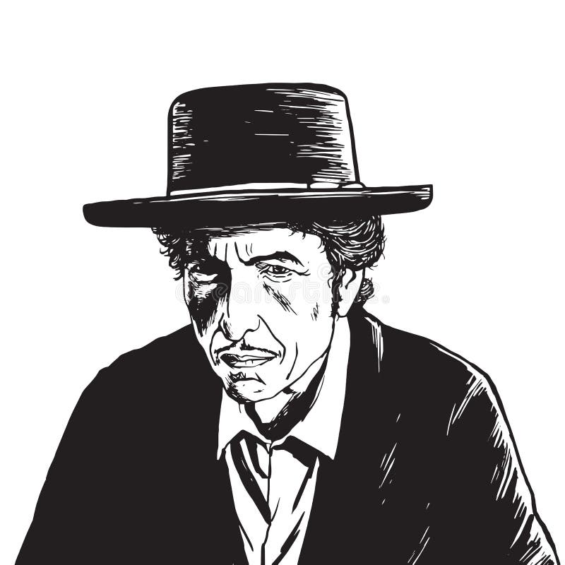 Bob Dylan Hand Drawn Drawing Vector-Portret Redactionele Foto ...