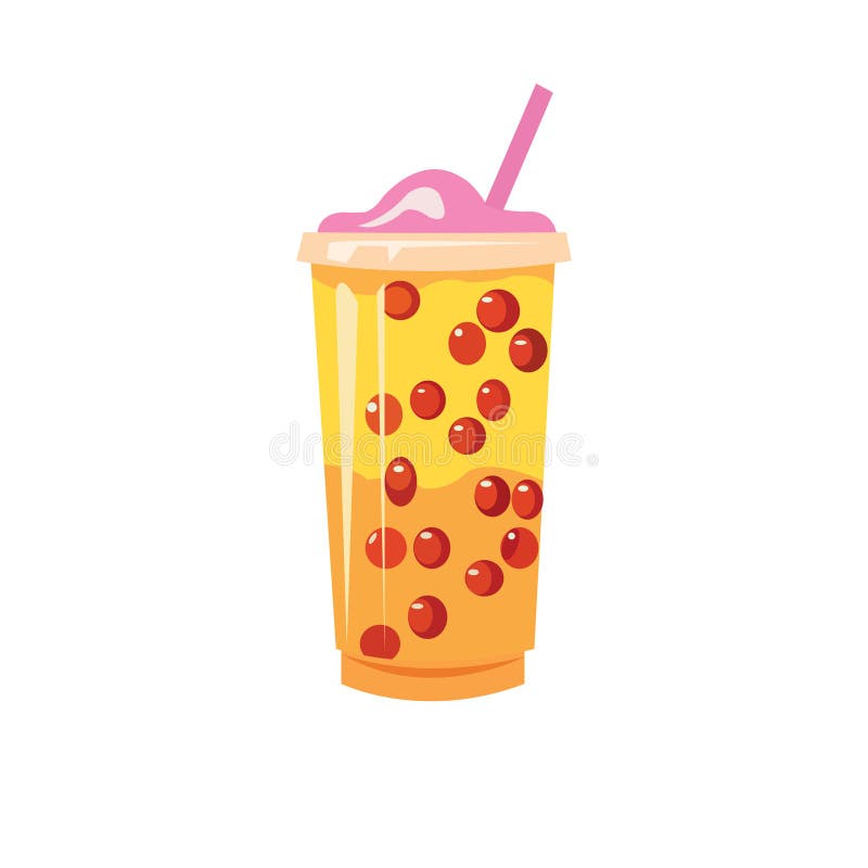 Boba or Bubble Tea Drink, Tapioca Pearl Vector Illustration Design ...