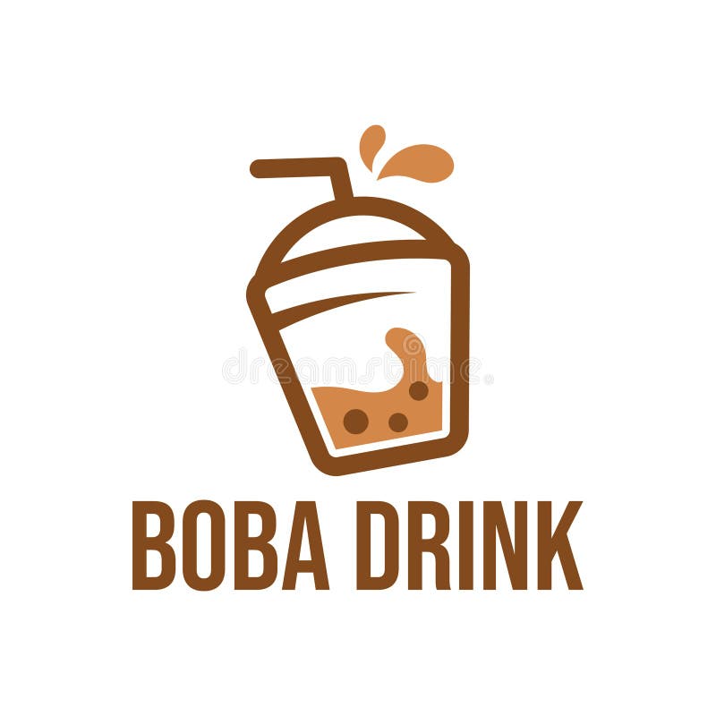 Boba Drink Flat Minimalist Logo Design Stock Illustration ...