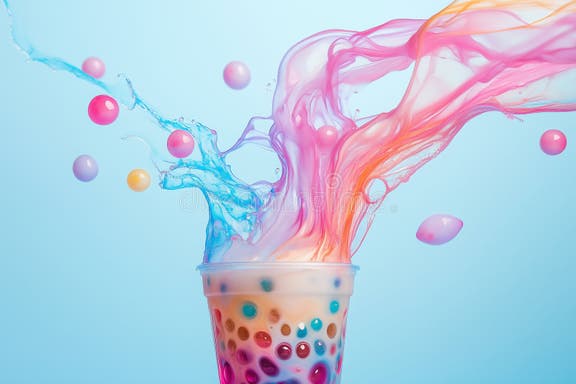Boba Pearls Floating in Colorful Liquid Create a Mesmerizing Abstract ...