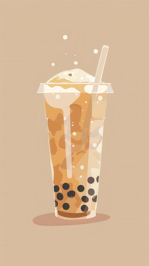 Boba Tea Bliss. High Detailed Plain Background Stock Image - Image of ...