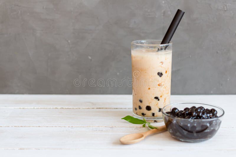 Boba Tea,Bubble Tea on Wooden Table Stock Image - Image of beverage ...