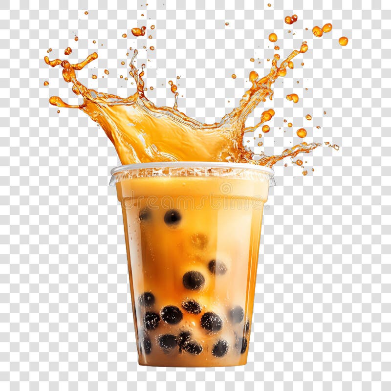 Boba Tea Floating and Splashing Stock Illustration - Illustration of ...