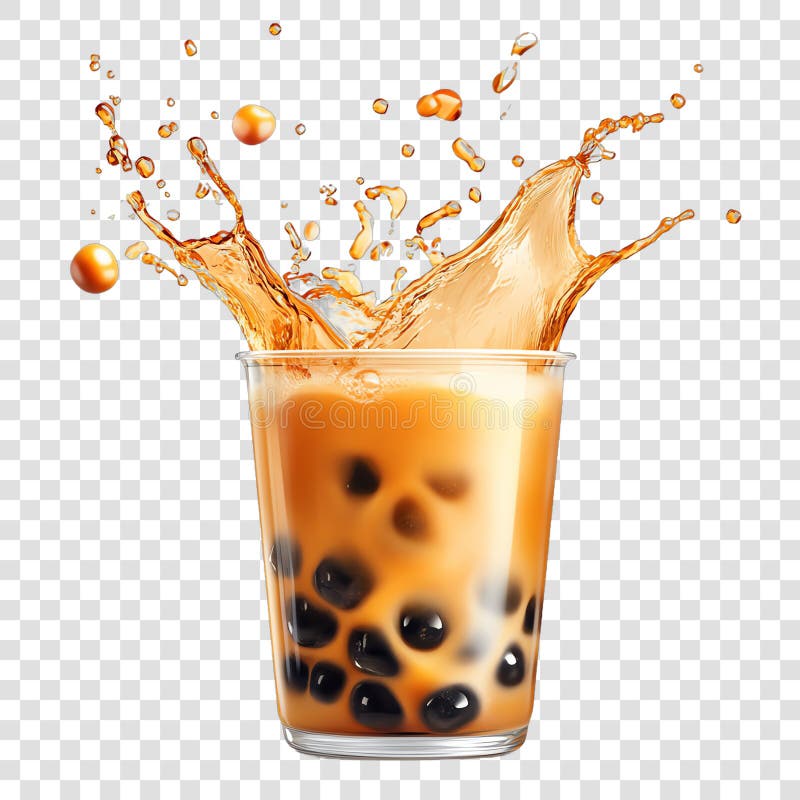 Boba Tea Floating and Splashing Stock Illustration - Illustration of ...