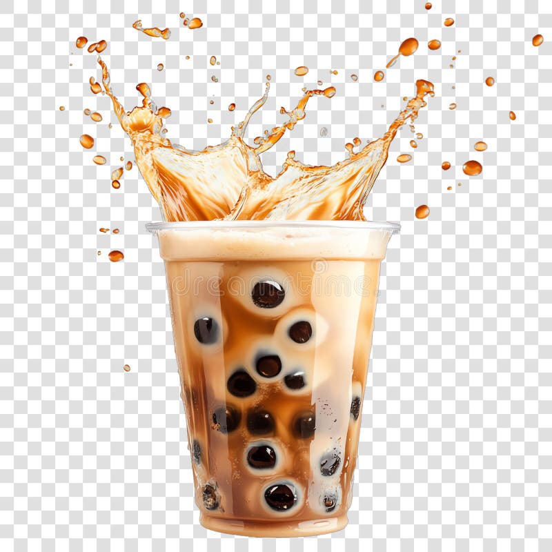 Boba Tea Floating and Splashing Stock Illustration - Illustration of ...