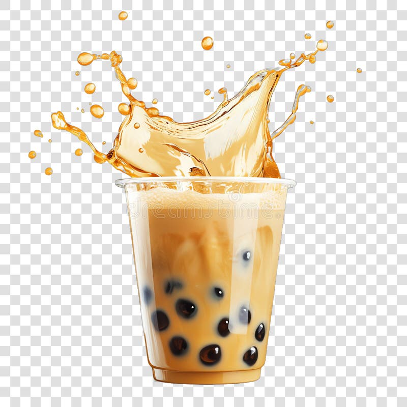 Boba Tea Floating and Splashing Stock Illustration - Illustration of ...