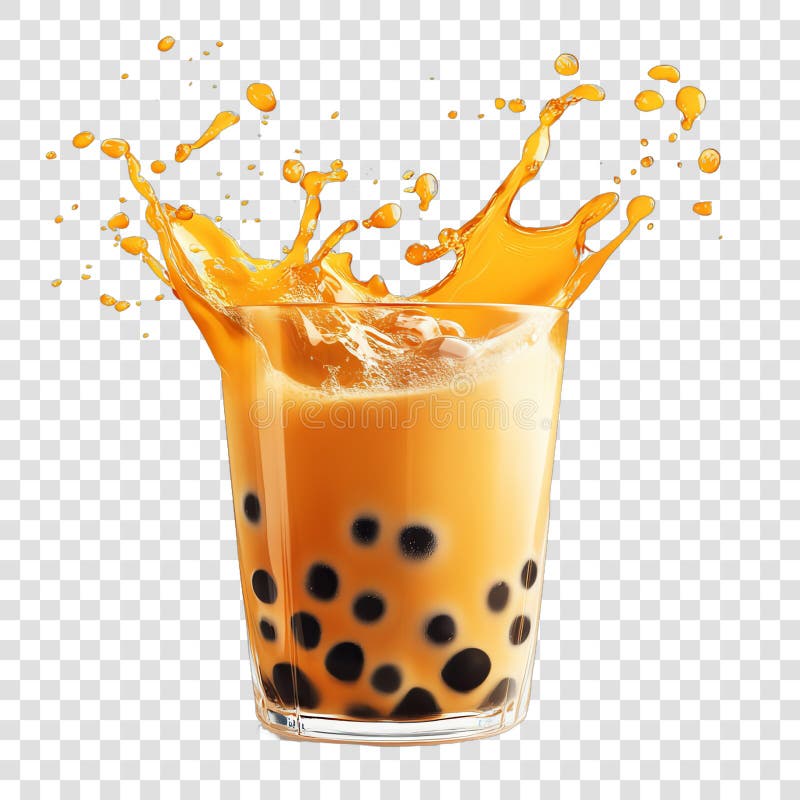 Boba Tea Floating and Splashing Stock Illustration - Illustration of ...