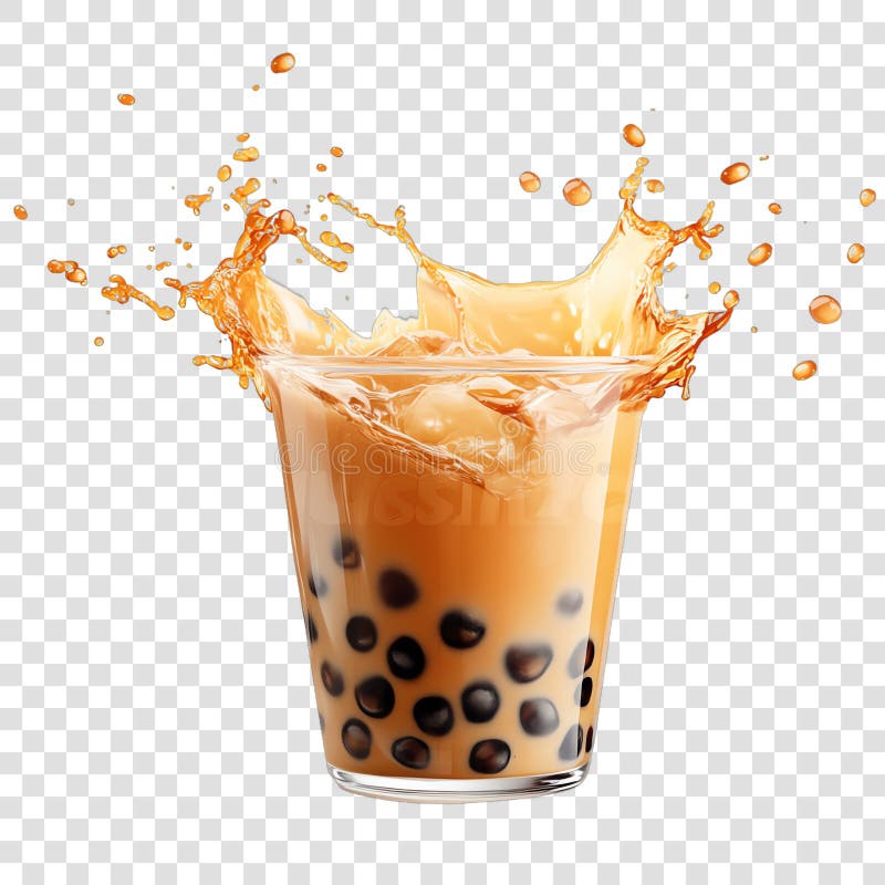 Boba Tea Floating and Splashing Stock Illustration - Illustration of ...