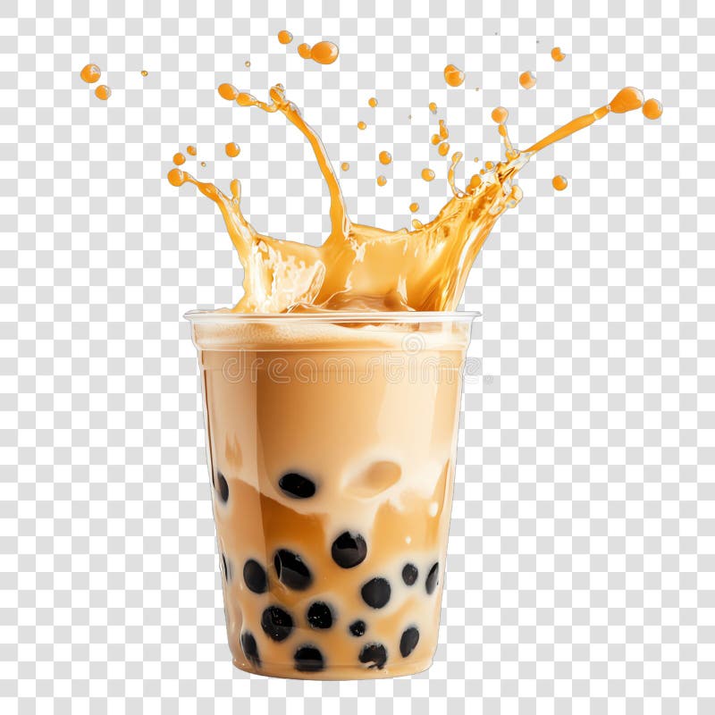 Boba Tea Floating and Splashing Stock Illustration - Illustration of ...