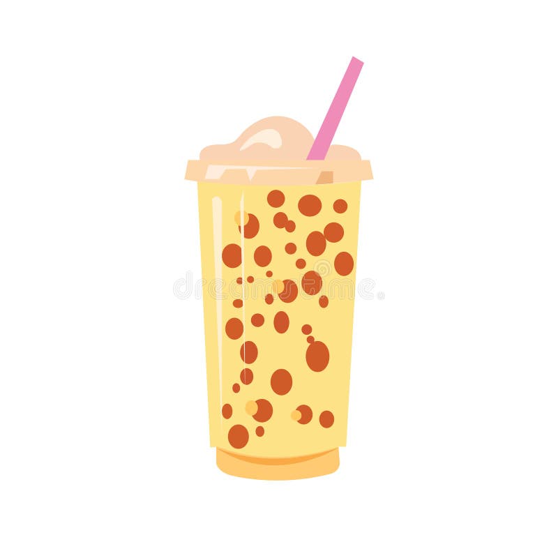 Boba Tea Vector Image. Bubble Milk Tea in Plastic Cup with Straw, Flat ...