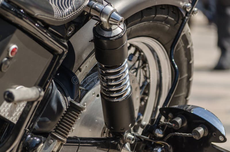 Bobber Chopper Motorcycle Rear Wheel Closeup Stock Image - Image of ...