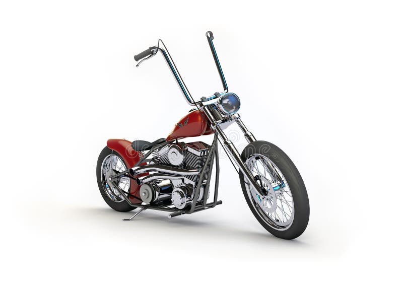 Bobber Or Chopper Motorcycle, Side View, Isolated On White Background ...