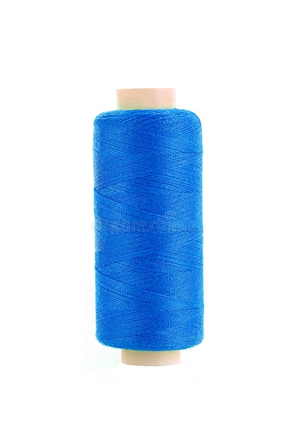 Bobbin of Blue Thread Isolated Stock Image - Image of material, roll ...