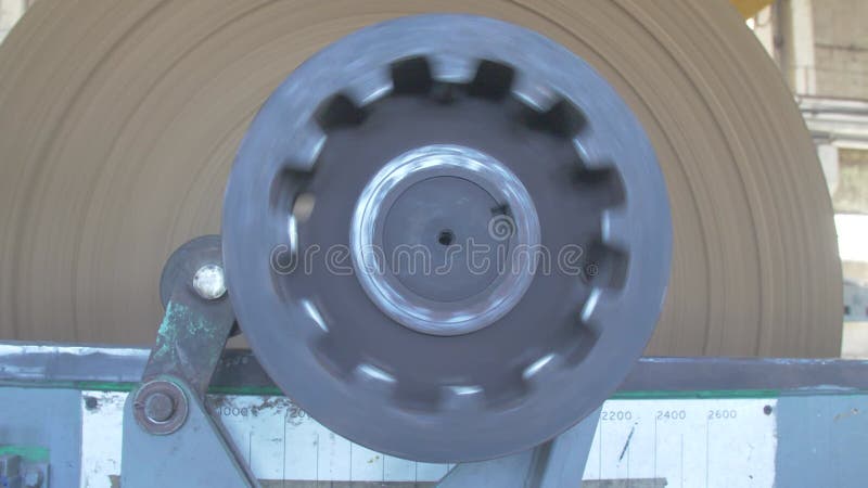 Bobbin of Brown Paper for Making Pulp Cardboard Boxes is Spun on an ...