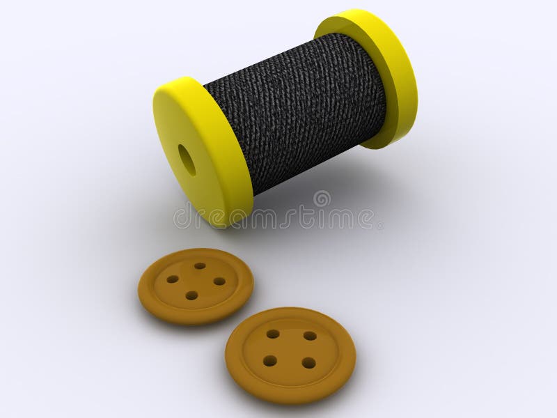 Bobbin and a buttons stock illustration. Illustration of spool - 6465954