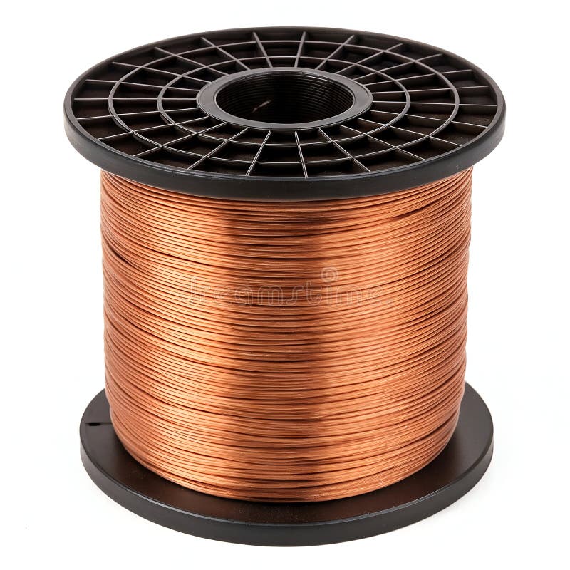 Bobbin of Copper Wire Isolated on White Background Stock Illustration ...