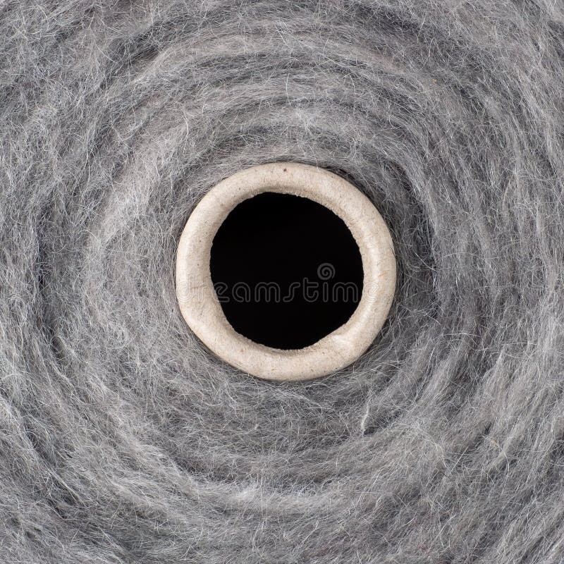 Bobbin of Gray Fluffy Wool for Knitting, Top View Stock Image - Image ...