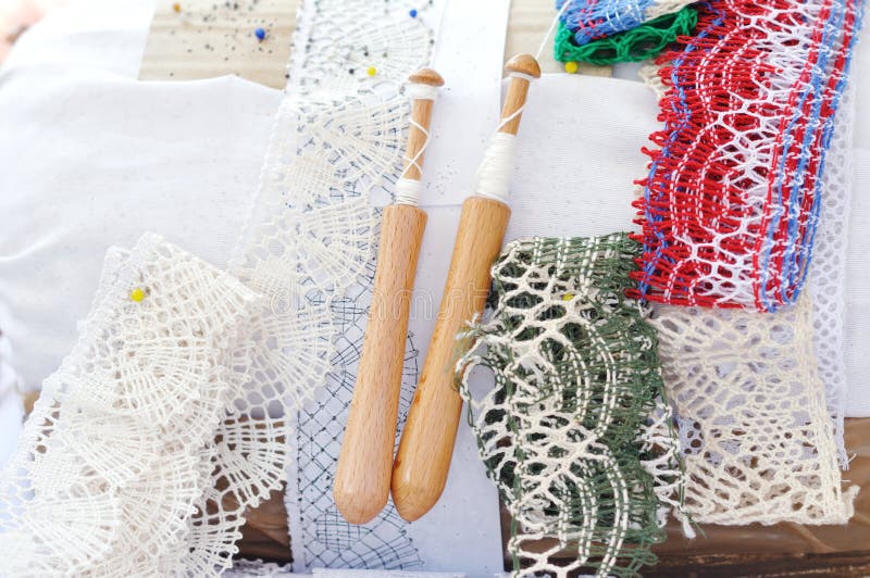 Bobbin lace handmade work stock image. Image of traditional - 37582953