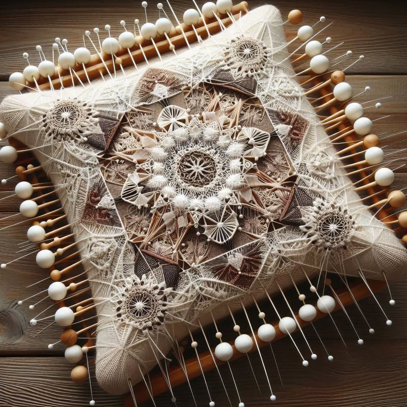 Bobbin Lace a Lace Made by Weaving Threads on a Cushio Stock Image ...