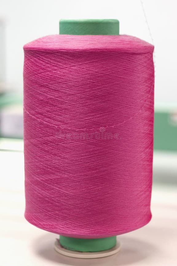 Bobbin with Pink Elastic Yarn on Knitting Machine Stock Image - Image ...