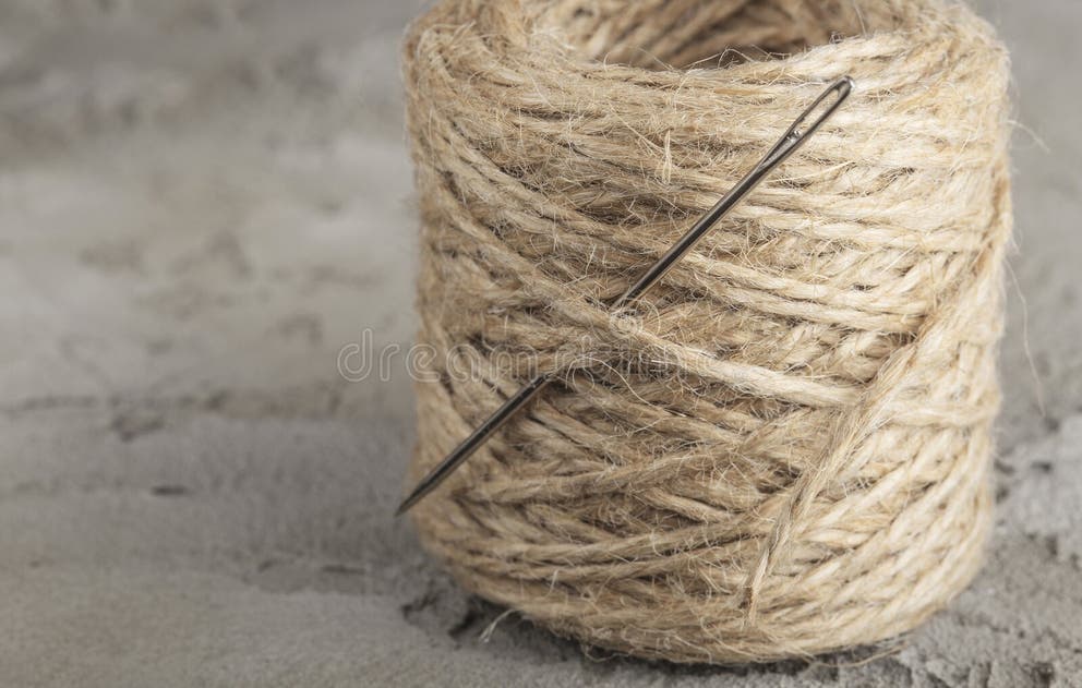 Bobbin, Sewing Needle and Thick Jute Thread Close-up Stock Image ...