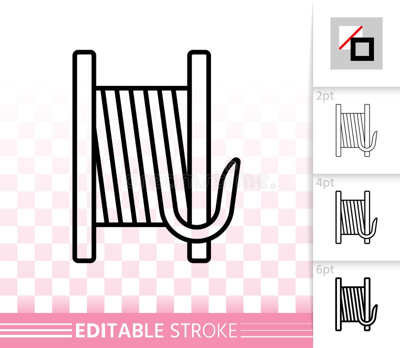 Bobbin Simple Sewing Black Line Vector Icon Stock Vector - Illustration of fabric, editable ...