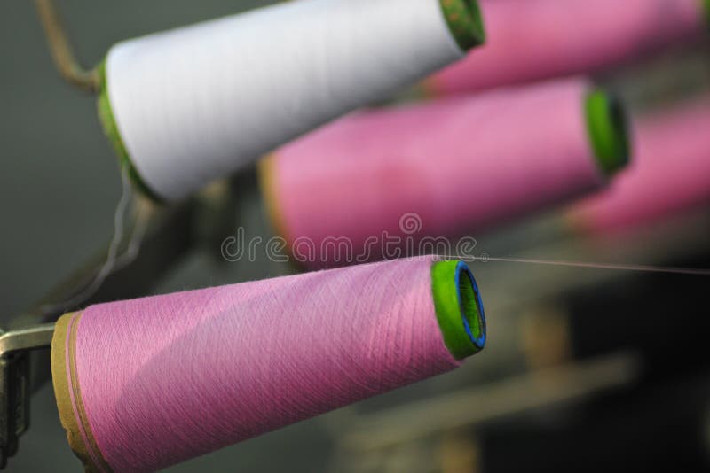 Bobbins with Colored Thread for Industrial Textile Machines Stock Photo ...