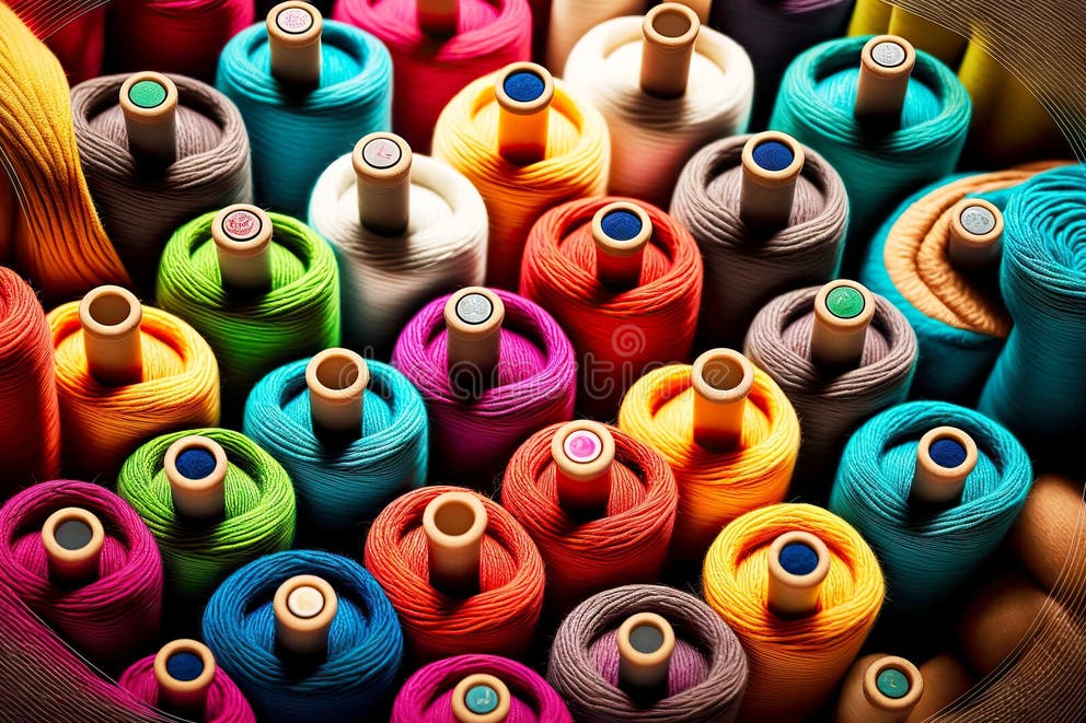 Bobbins with Multi-colored Threads for Sewing Textile Industry Stock ...