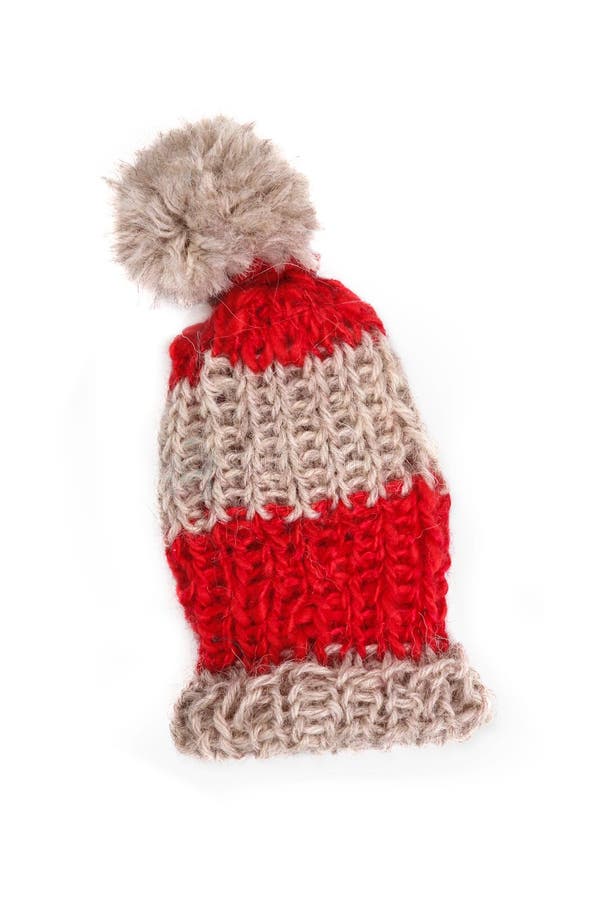 Bobble Cap, Red and Beige Striped Stock Image - Image of seasonal ...