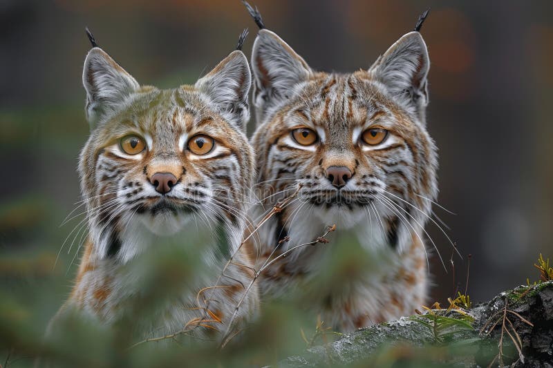A Bobcat Looking at the Camera in the Forest, High Quality, High ...