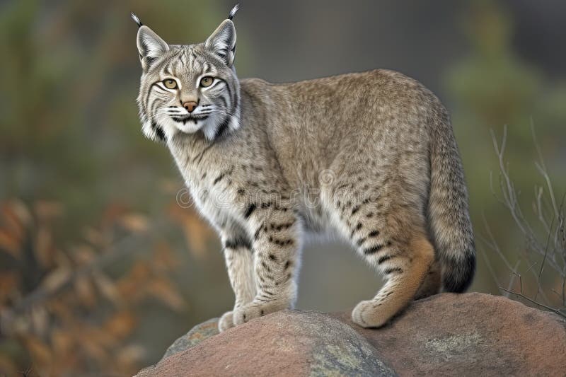 Bobcat (Lynx Rufus) Standing on a Rock Stock Illustration ...