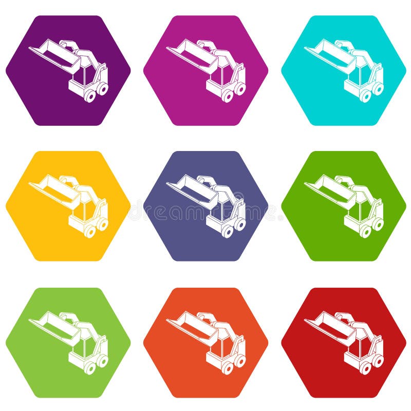 Bobcat Machine Icons Set 9 Vector Stock Vector - Illustration of auto ...