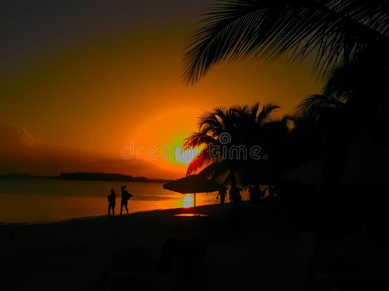 Boca Chica Beach at Sunset, Dominican Republic Stock Photo - Image of ...