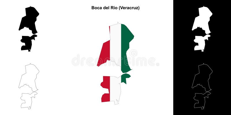 Boca del Rio outline map stock vector. Illustration of region - 380069313