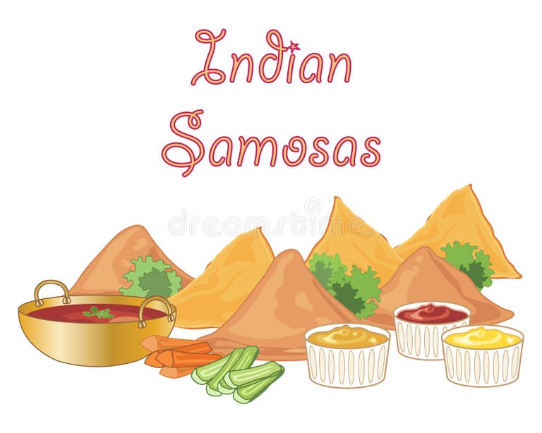 Bocados de Samosa ilustración del vector. Ilustración de sabroso - 74526928