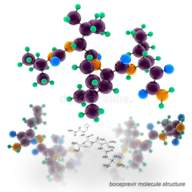 Boceprevir Hepatitis C Virus (HCV) Drug Molecule. Atoms are Represented ...