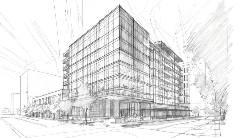 Boceto Del Exterior Del Edificio Imagen de archivo - Imagen de negocios, corporativo: 308160319
