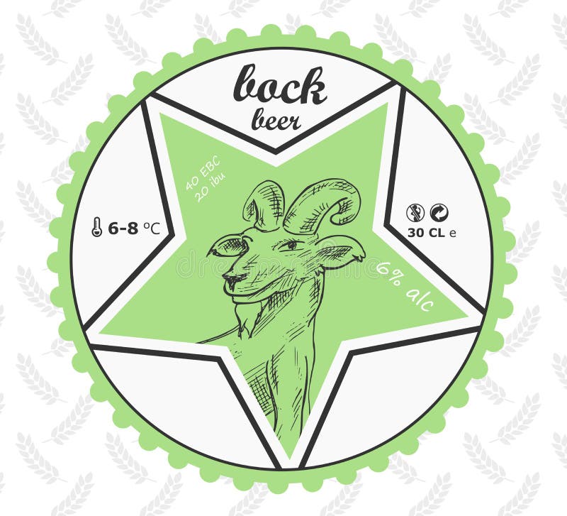 Bock Beer Label with a Goat and Wheat Signs Stock Vector - Illustration ...