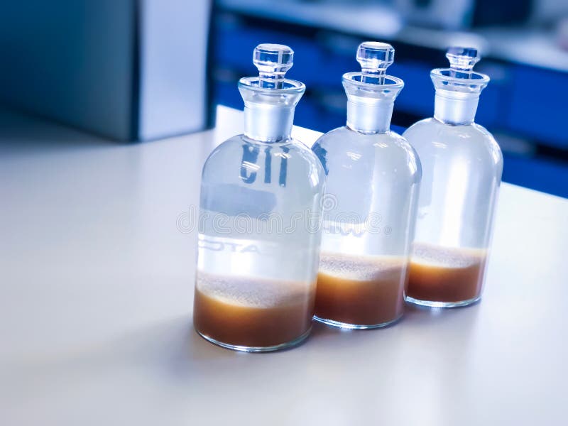 Waste Water Sample in Beakers Coagulation and Flocculation Method with ...