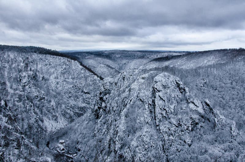 The Bode River Gorge in the Harz Mountains in Winter Stock Image ...