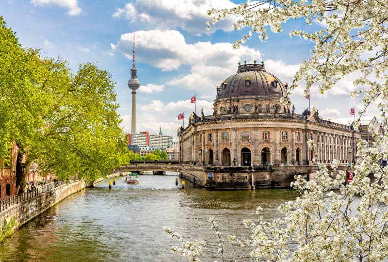 Bode Museum on Museum Island with TV Tower at Background in Spring ...