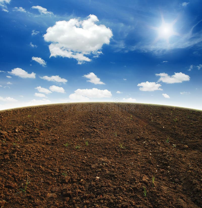 Blauer Himmel Des Boden-Hintergrundes Stockbild - Bild von trocken ...
