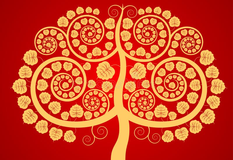 Bodhi Tree Asian Art Pattern Stock Illustration - Illustration of bodhi ...