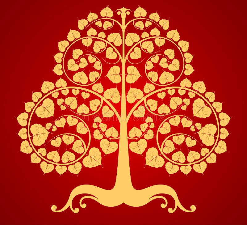Golden Bodhi Tree Symbol, Illustration Stock Vector - Illustration of ...