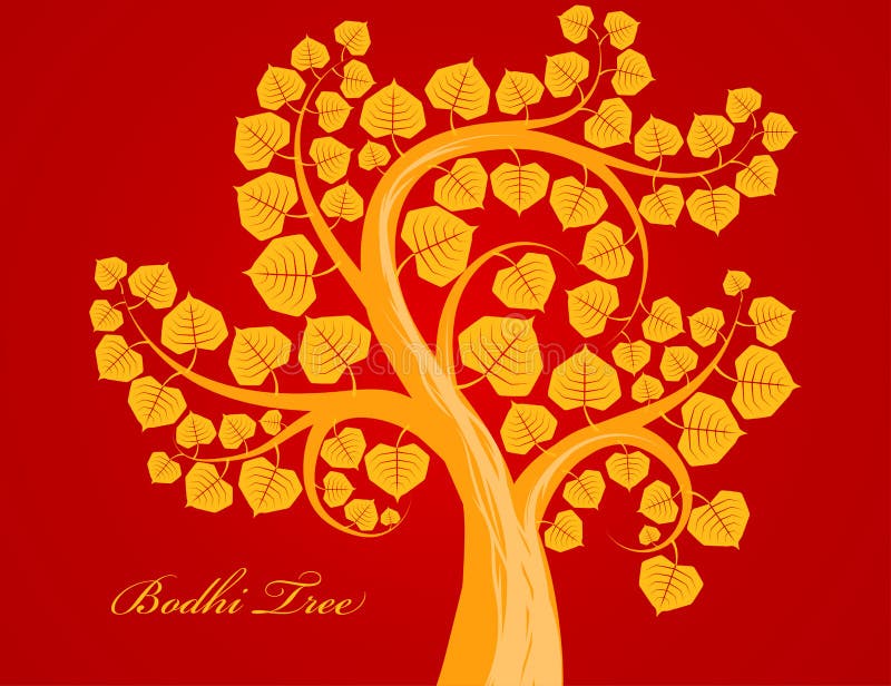 Golden Bodhi Tree Symbol with Thai Style Isolate on Background Stock ...
