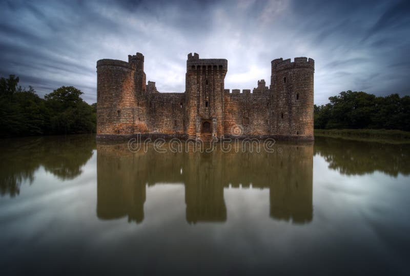 Bodiam Castle reflections stock photo. Image of building - 161306906