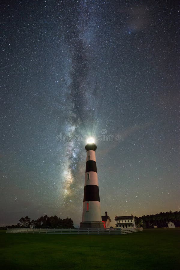 Bodie Island Lighthouse Under the Milky Way Galaxy Stock Image - Image ...