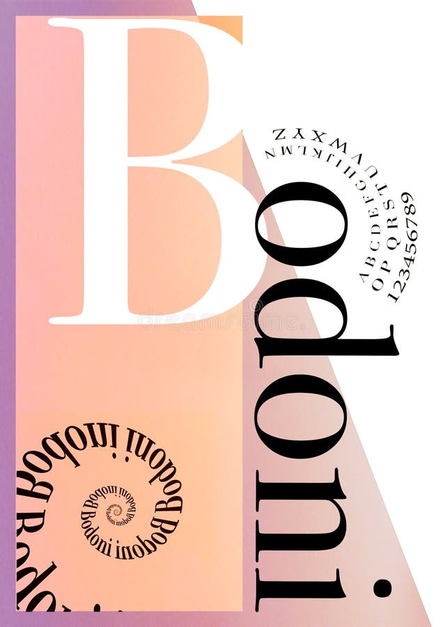 Bodoni Typeface Specimen Poster Stock Image - Image of font ...