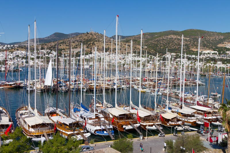 Bodrum editorial image. Image of boat, blue, hill, port - 35447340