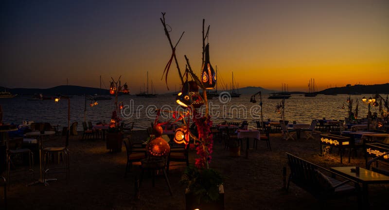 BODRUM, TURKEY: Beautiful Seafood Restaurant on the Beach in Bodrum at ...